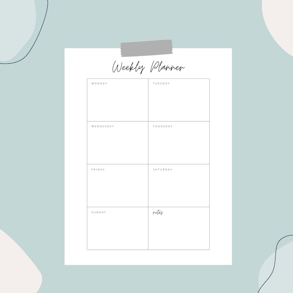 Weekly Planner Printable PDF Minimalist | Etsy
