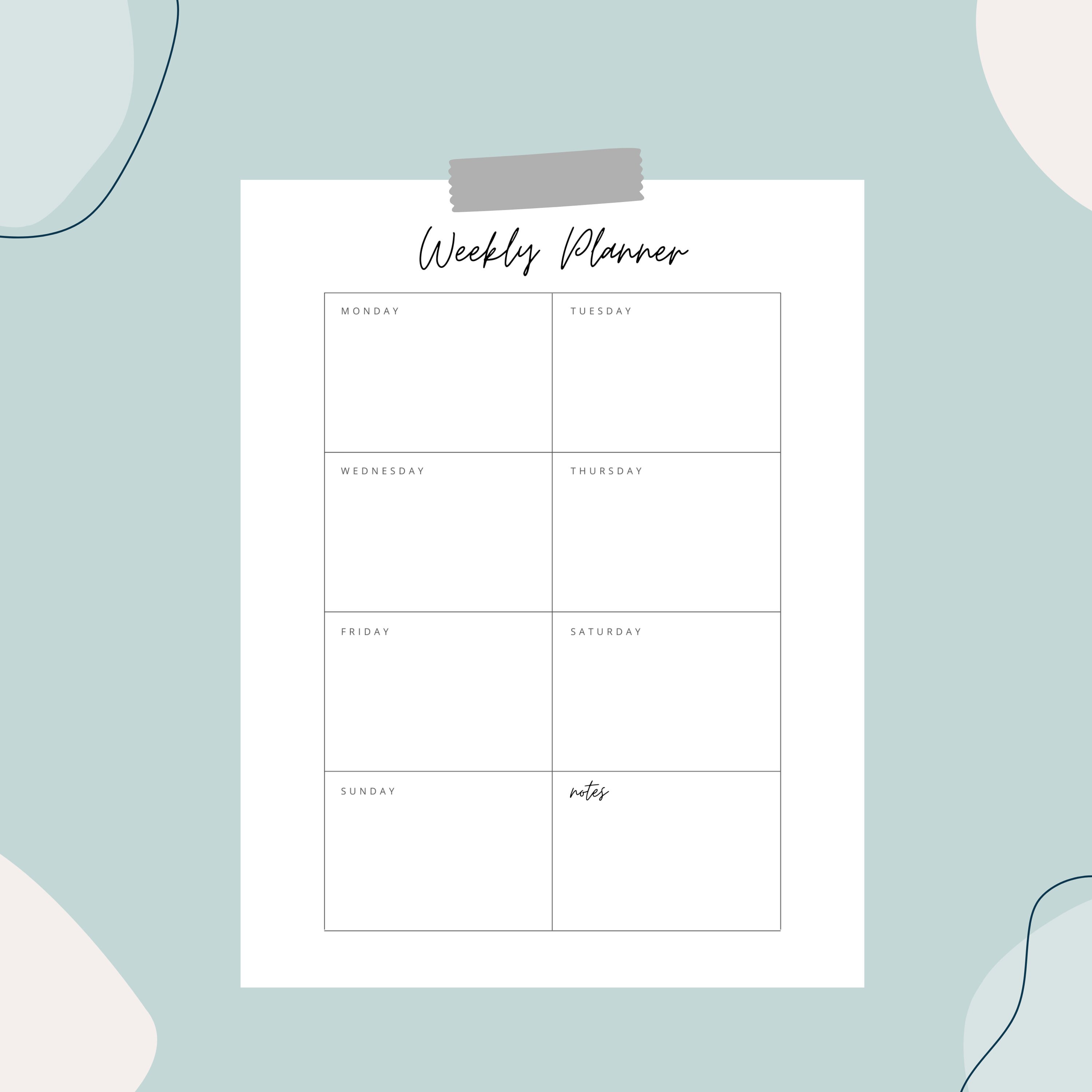 Weekly Planner | Printable | PDF | Minimalist - Etsy