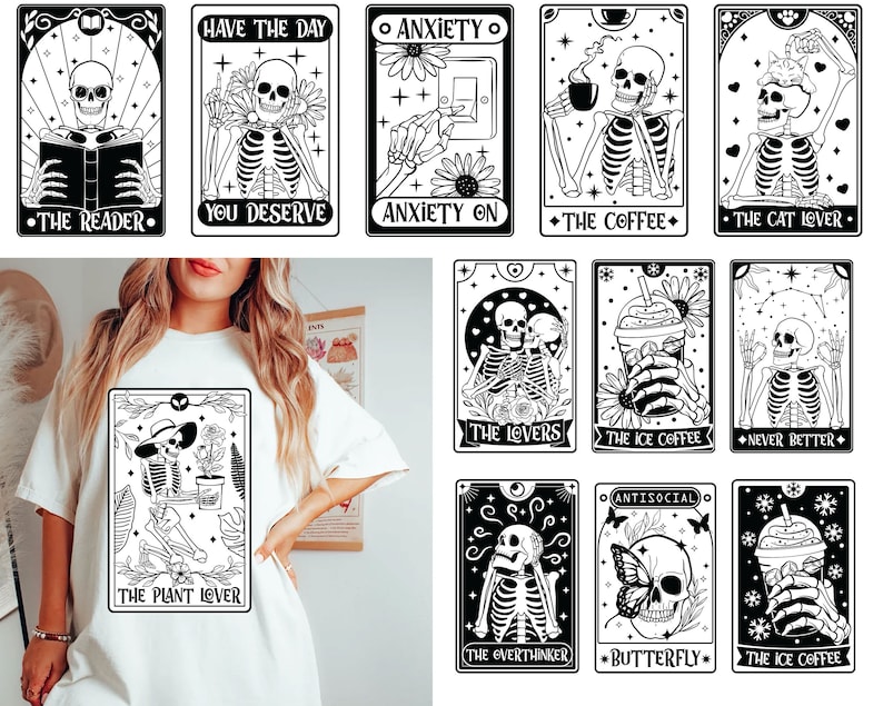 Skeleton Tarot Card Svg Bundle Funny Tarot Cards Bundle SVG - Etsy Canada