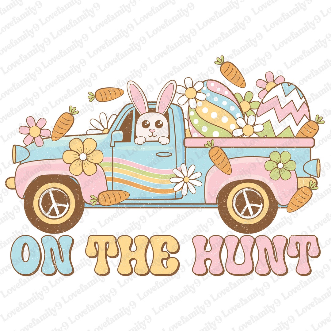 Easter Day Truck Png,easter Day Png, on the Hunt Png, Groovy Retro ...