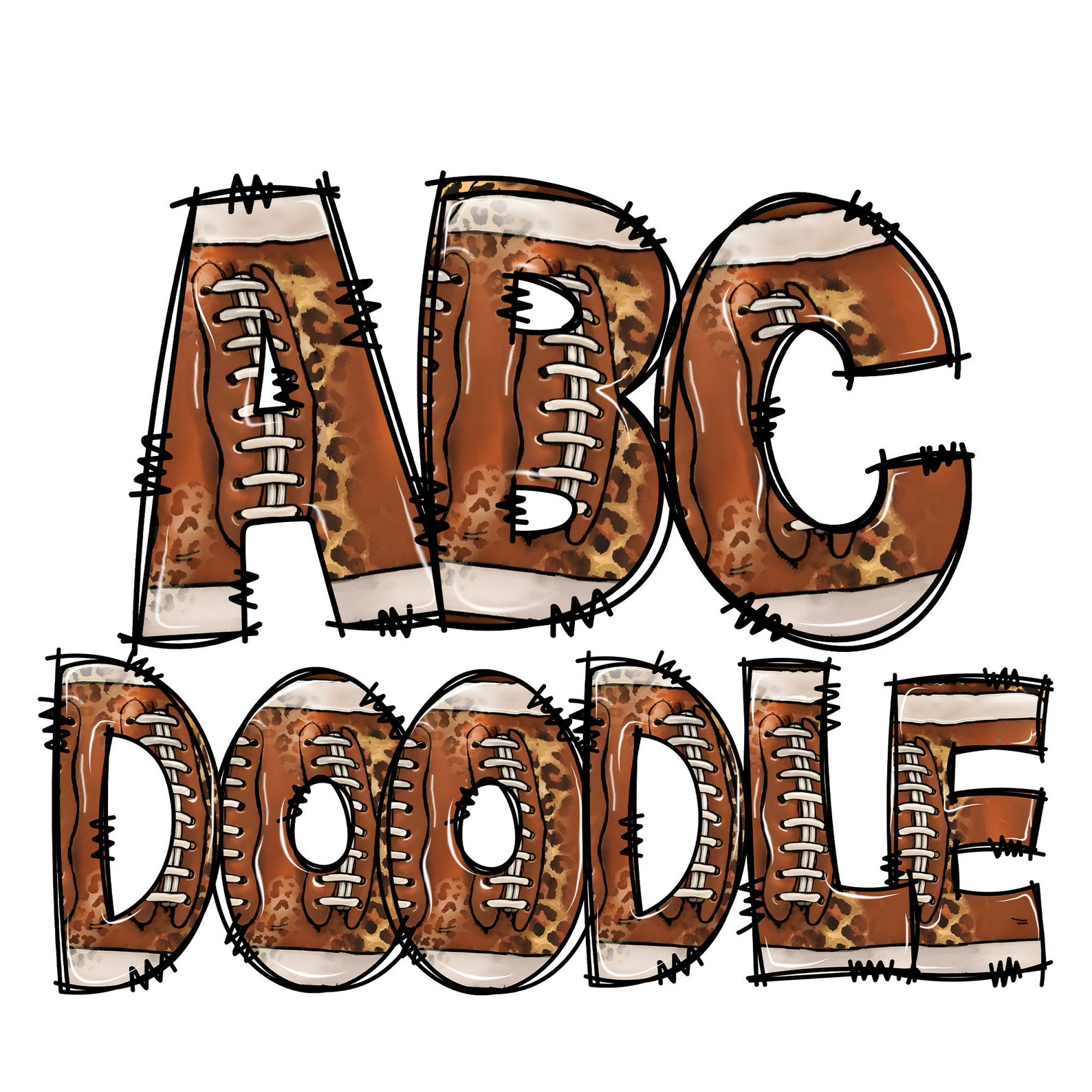 Football Hand Drawn Alphabets and Numbers Png, Football Png, Football ...