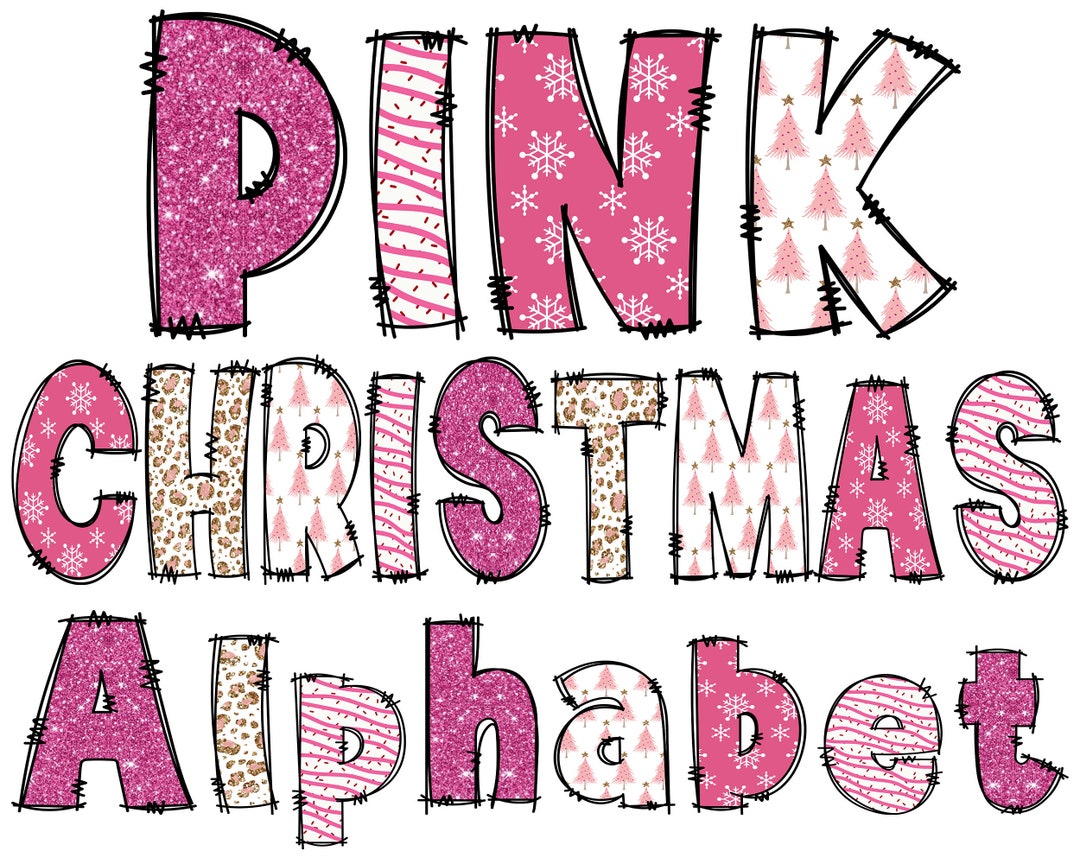 Pink Christmas Alphabet Png, Christmas Alphabet Png, Christmas PNG ...