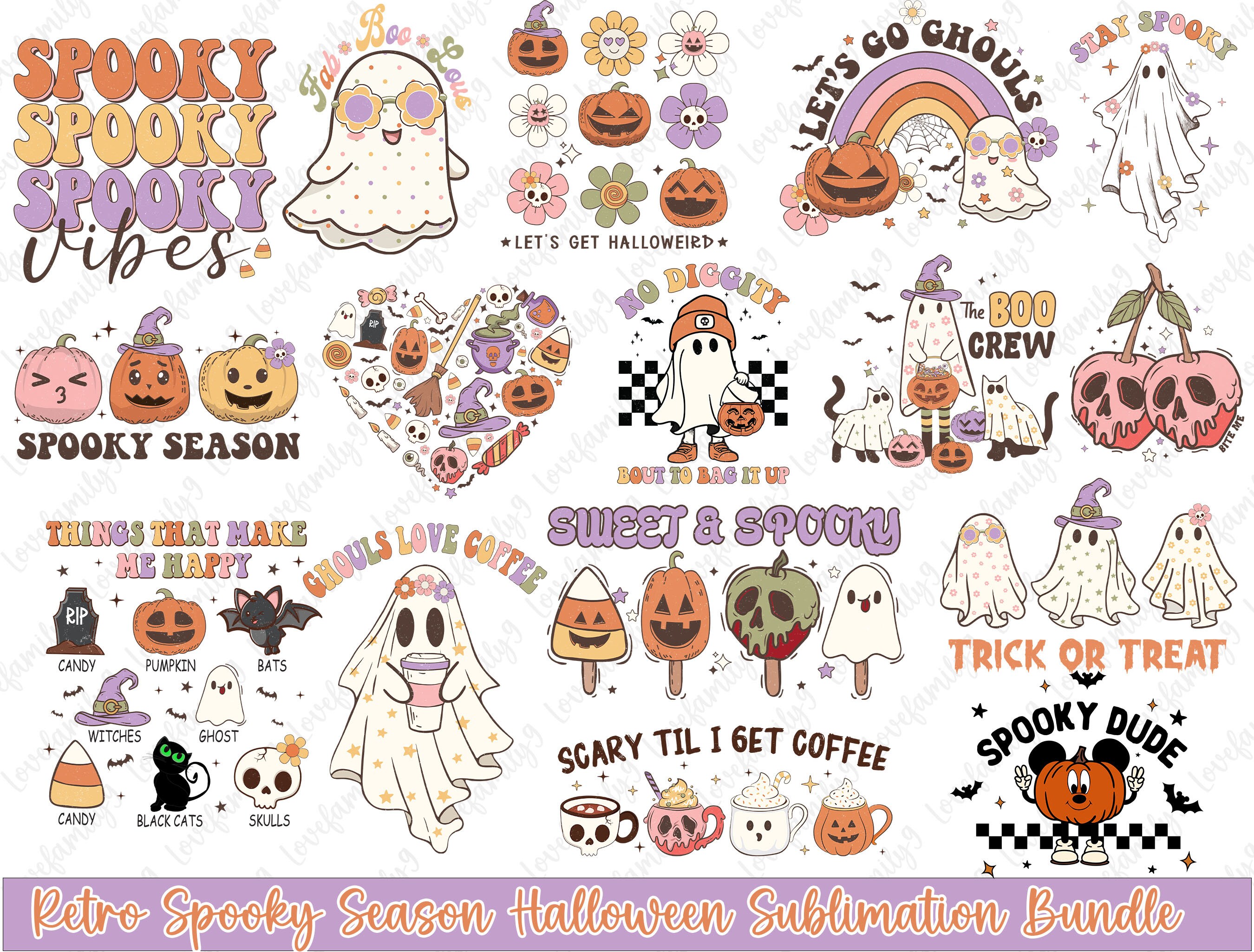 Retro Halloween Png Bundle Retro Halloween Png Groovy Halloween Png ...