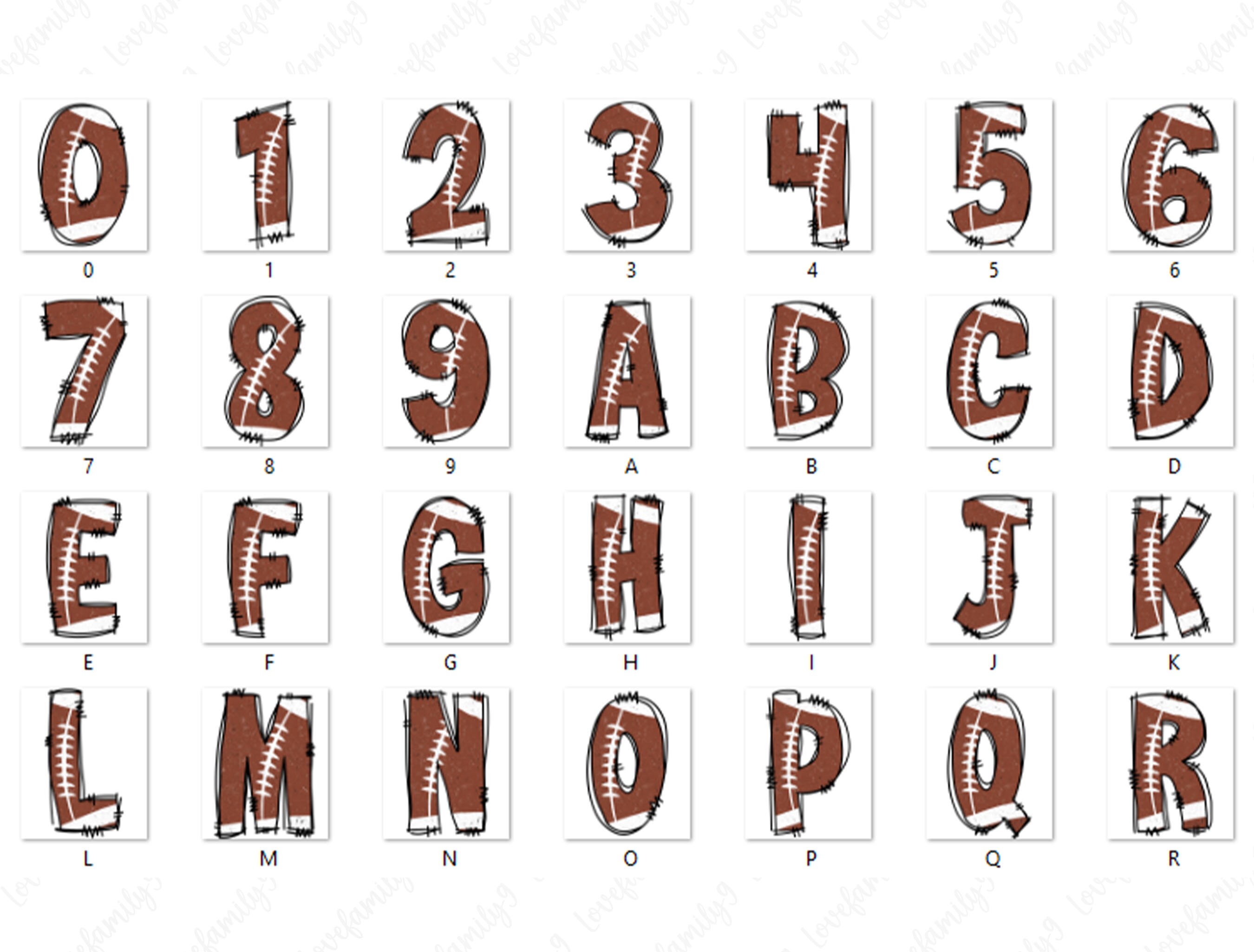Football Letters PNG, Football Number and Alphabet Png Bundle, Football ...