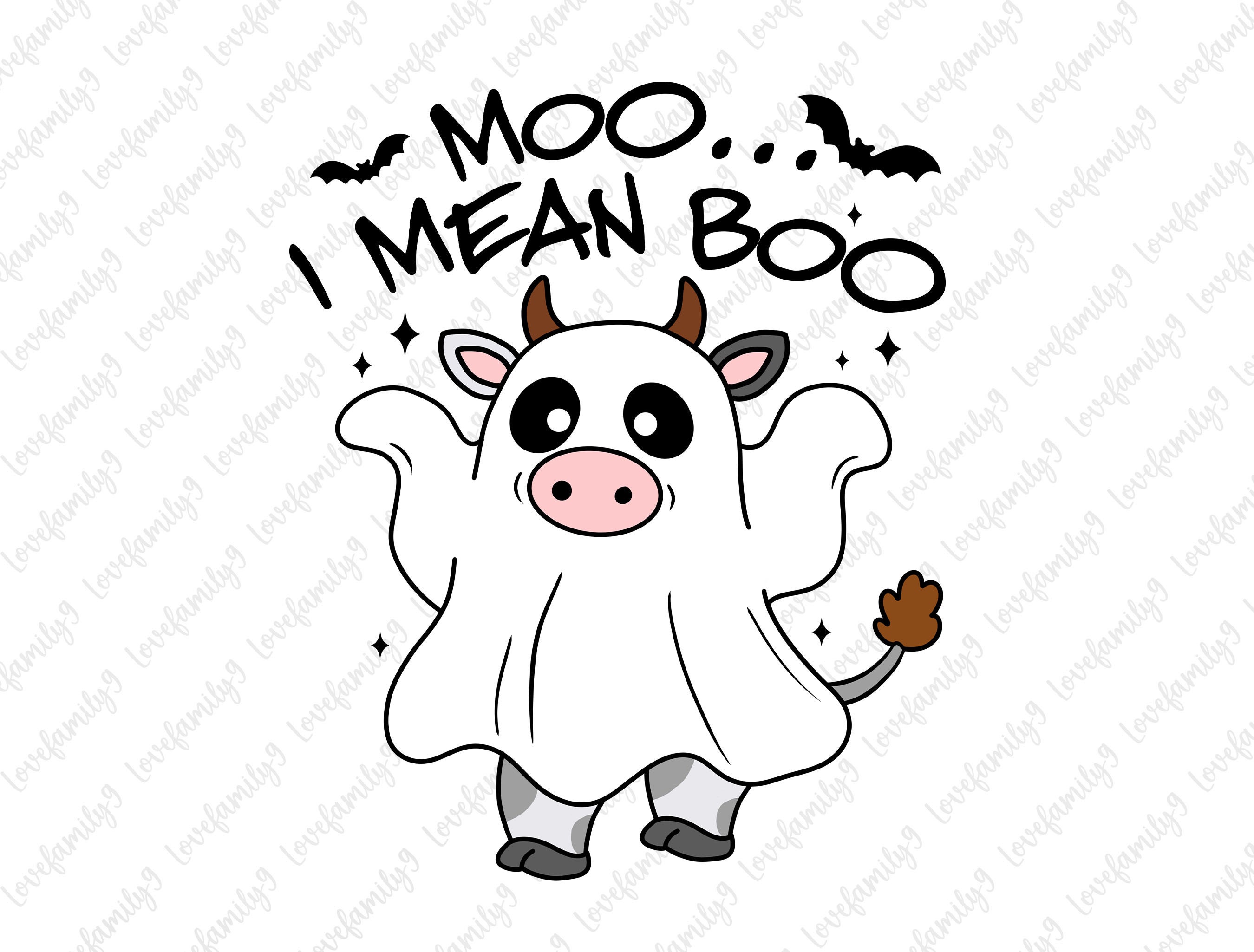Moo I Mean Boo Svg Cute Halloween Svg Cute Ghost SVG - Etsy