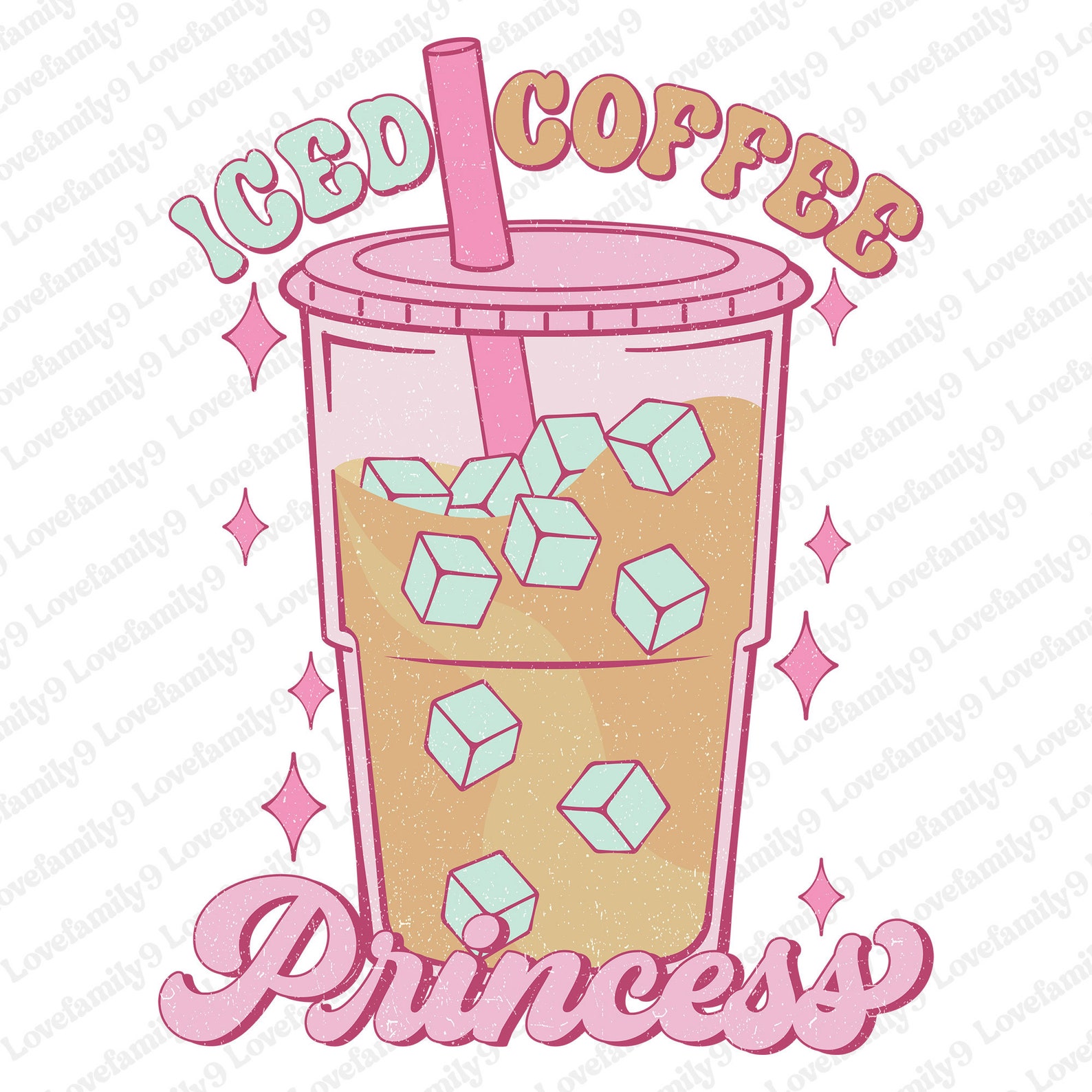 Iced Coffee Princess PNG, Cute Iced Coffee Sublimation Design, Coffee ...