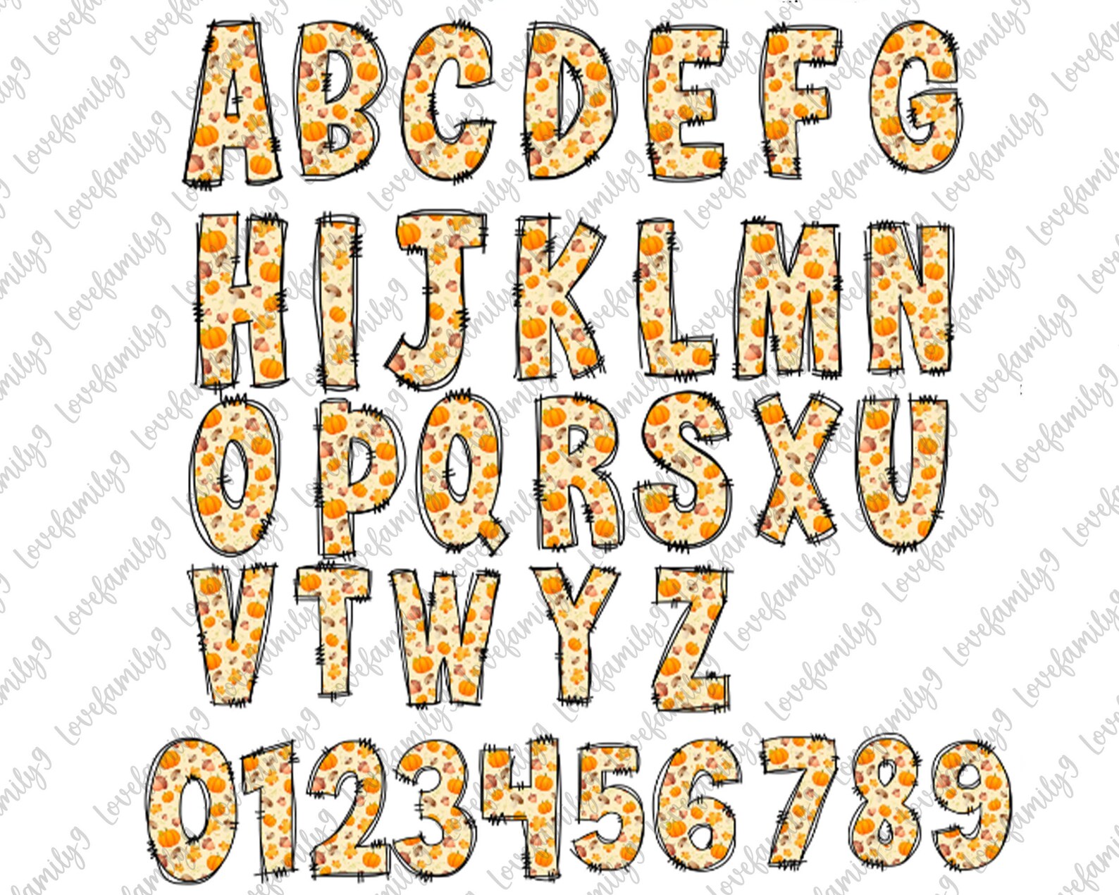 Fall Doodle Letters With Clip Art Hand Drawn Doodle Alpha - Etsy