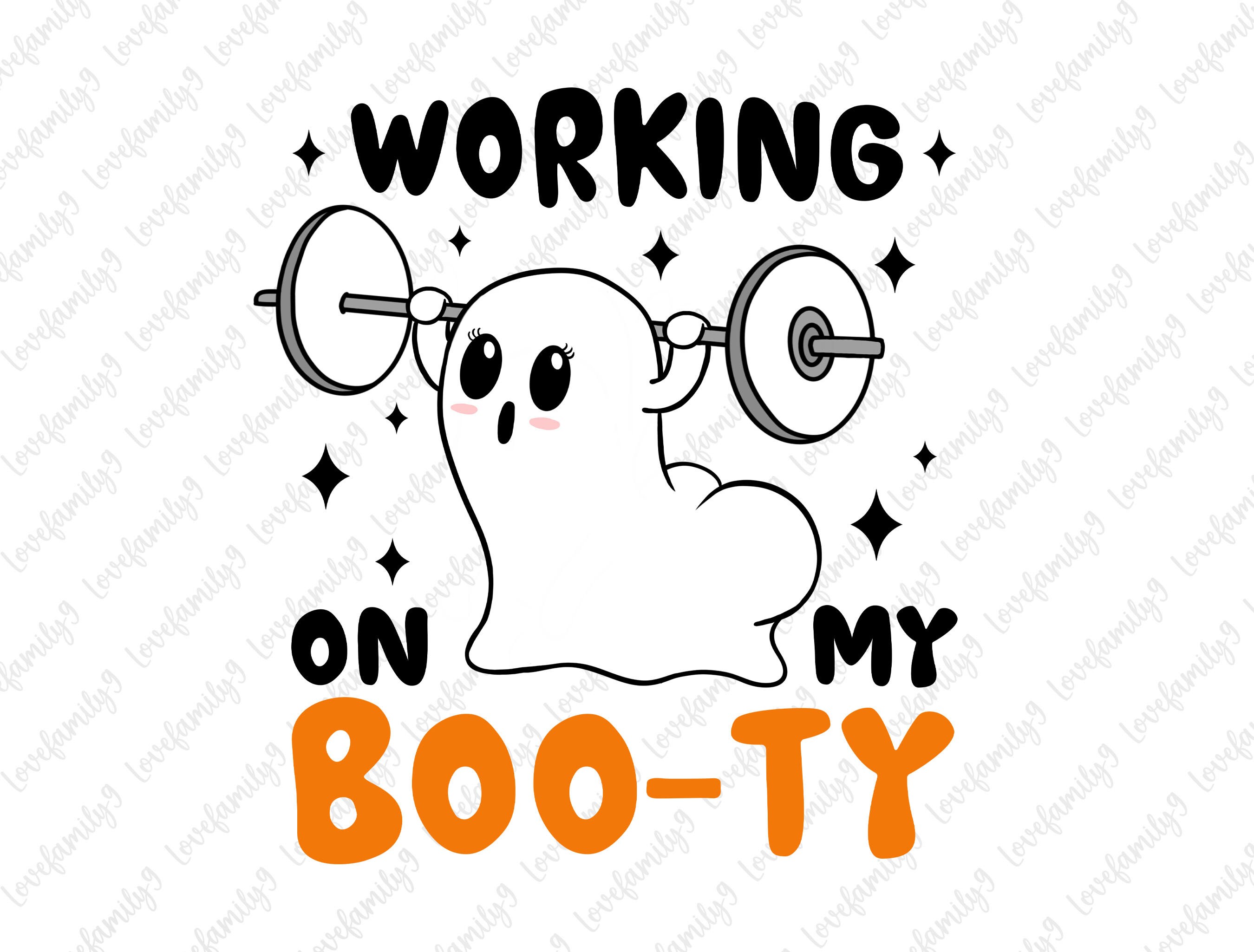 Working on My Booty Boo Ghost Lifting Weights Halloween SVG , Cute ...