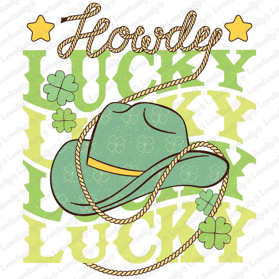 St Patrick Cowboy Hat Png, Howdy Lucky Png, Retro Western St Patrick ...