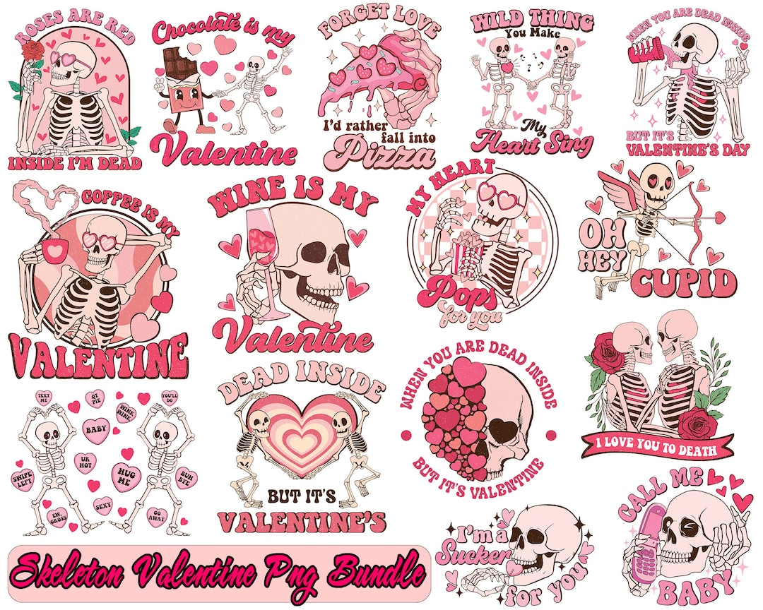 Skeleton Valentine Png Bundle, Valentines Skeleton Png, Happy ...