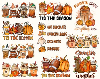 Tis the Season Png, Football Pumpkin Spice Latte PNG, Thanksgiving Png ...
