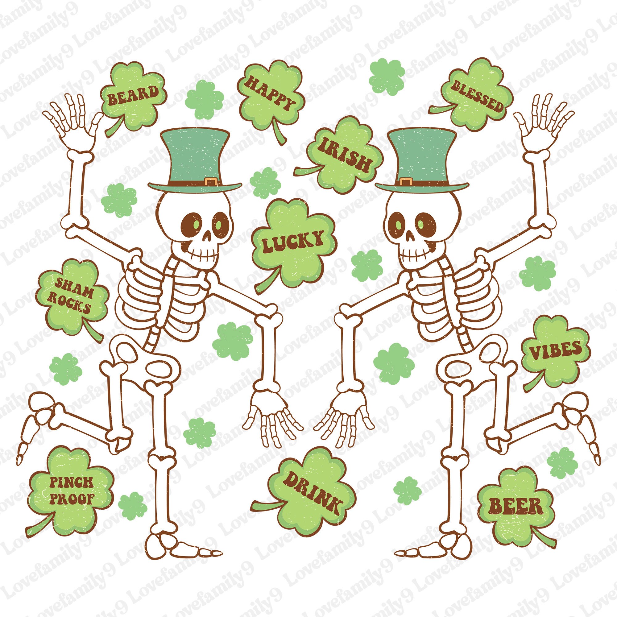 St Patrick's Day Dancing Skeletons Png, Patrick's Day Png, Patrick's ...