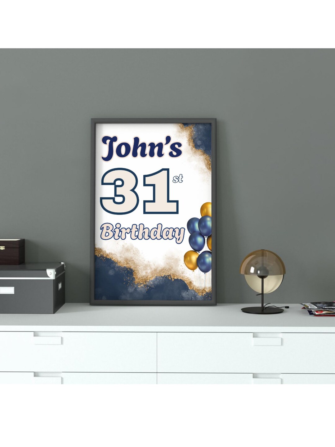 Blue Birthday Sign Digital, Birthday Sign, Display Sign - Etsy