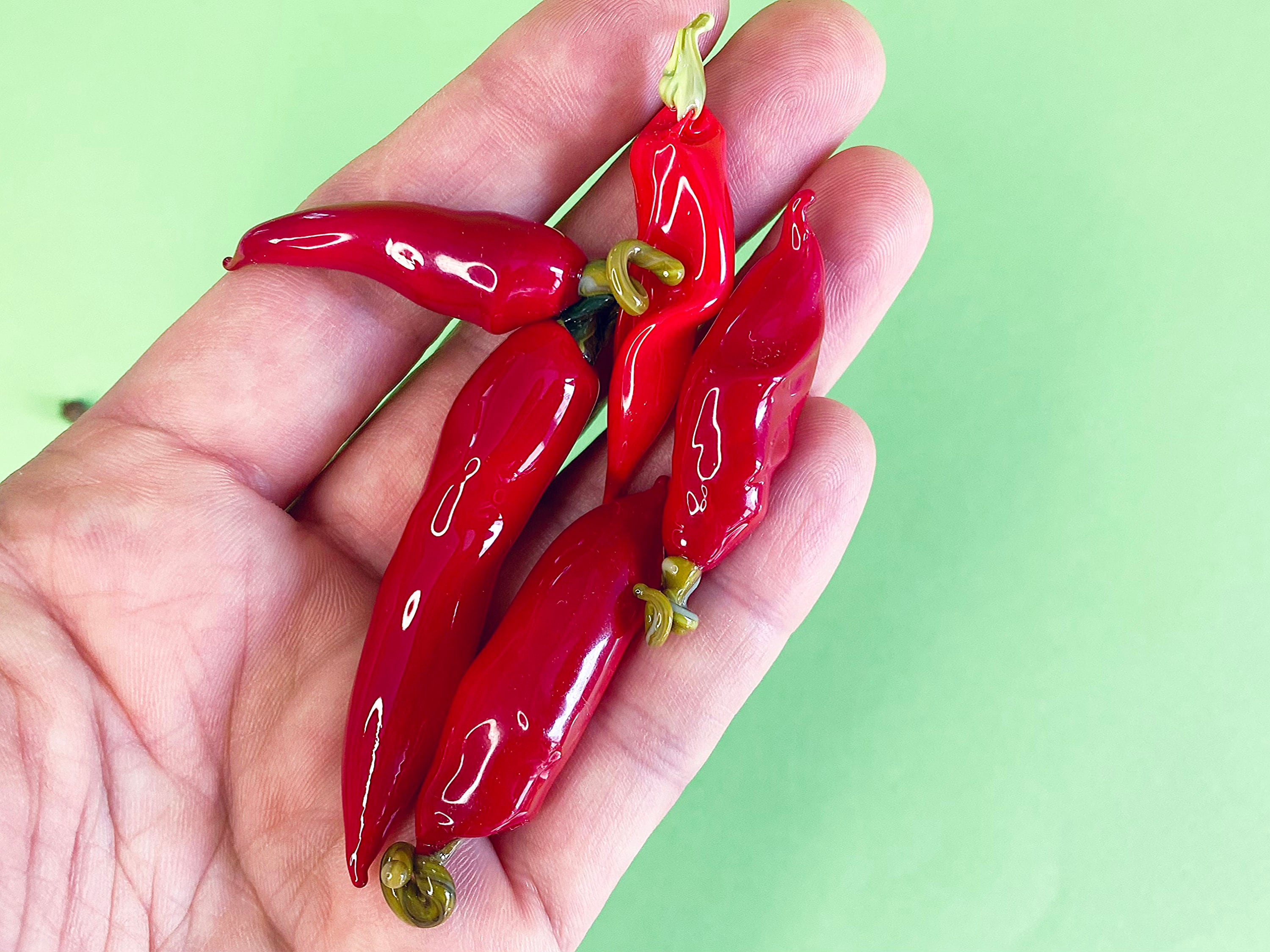 Glass Chili Peppers, Handmade Glassware, Chilli Charm, Red Pepper Glass ...