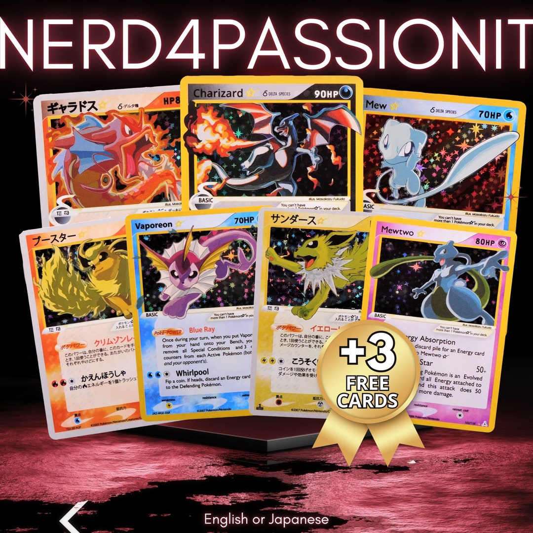 Charizard, Mew, Mewtwo, Gyarados, Vaporeon, Flareon, Jolteon Goldstar ...