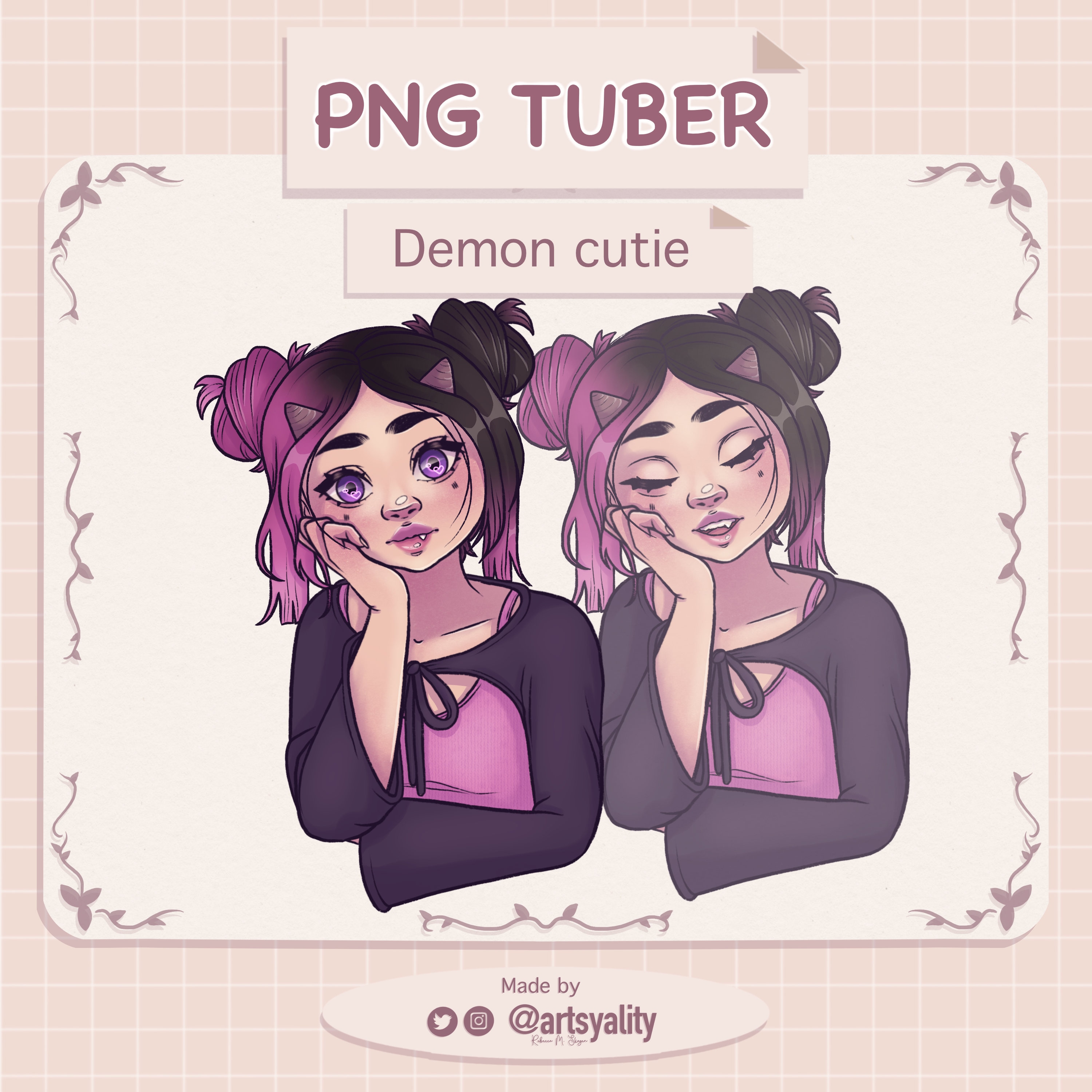 Premade Demon Cutie Png Tuber Avatar For Twitcdiscordyoutube Etsy