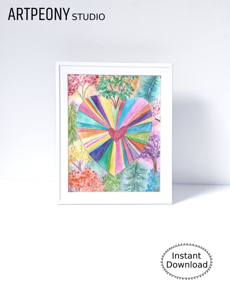 Printable Tree Tree With Heart Watercolor Tree Digital Art - Etsy