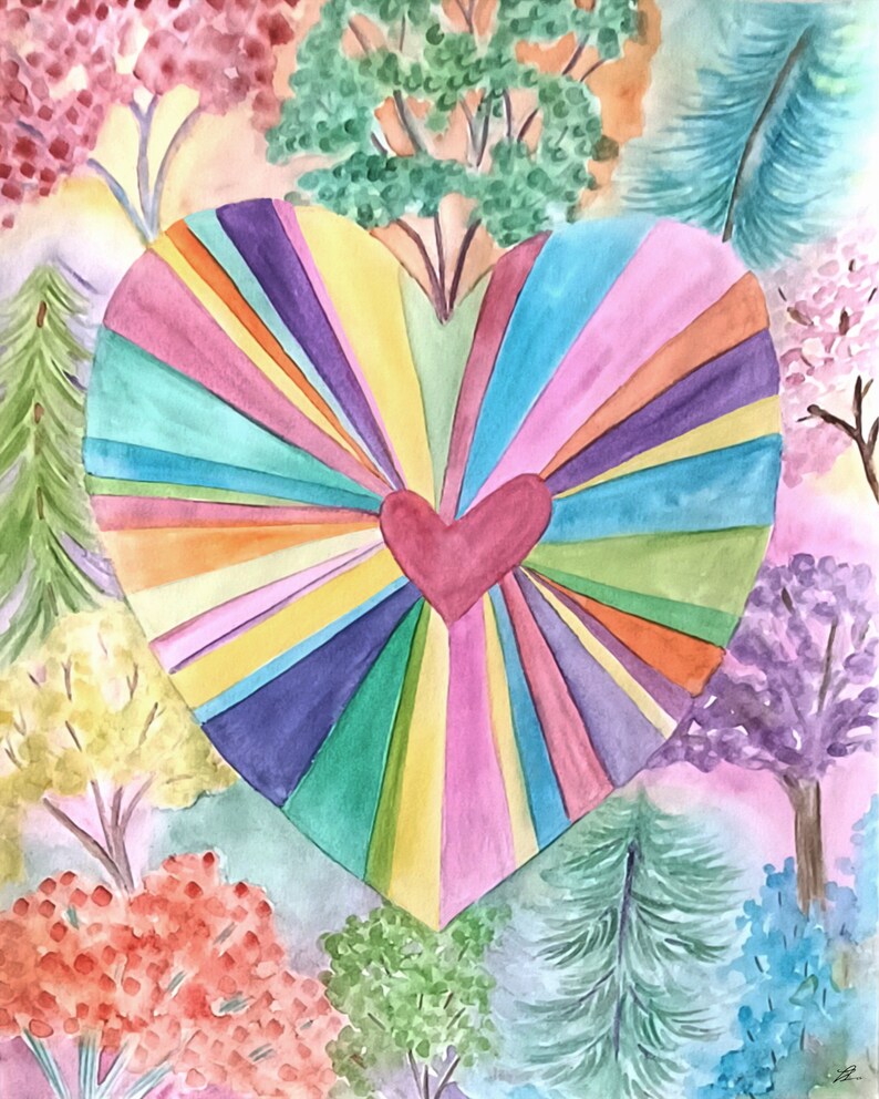 Printable Tree Tree With Heart Watercolor Tree Digital Art - Etsy