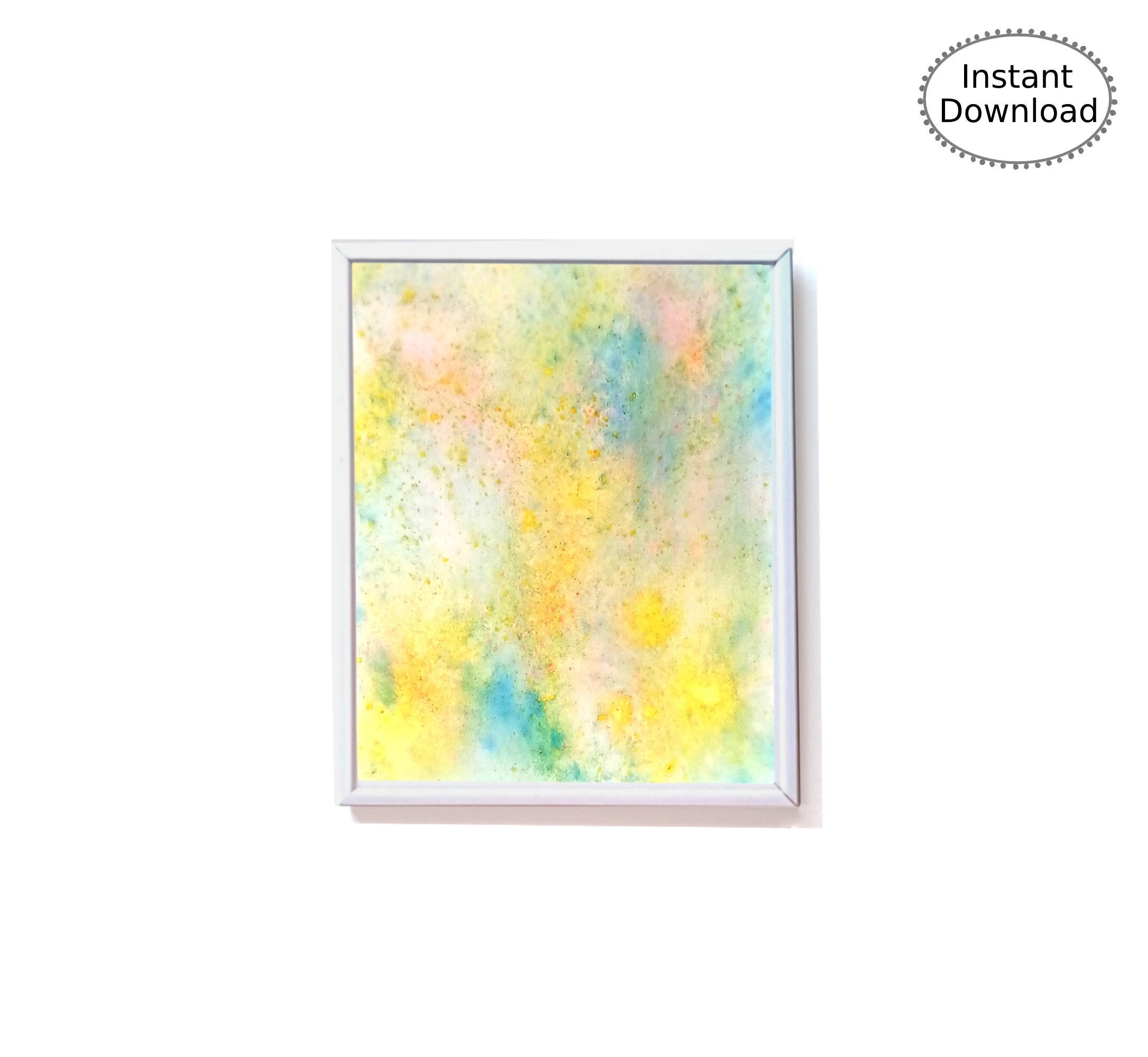Printable Abstract Art, Yellow, Green Watercolor, Digital Art, Instant ...