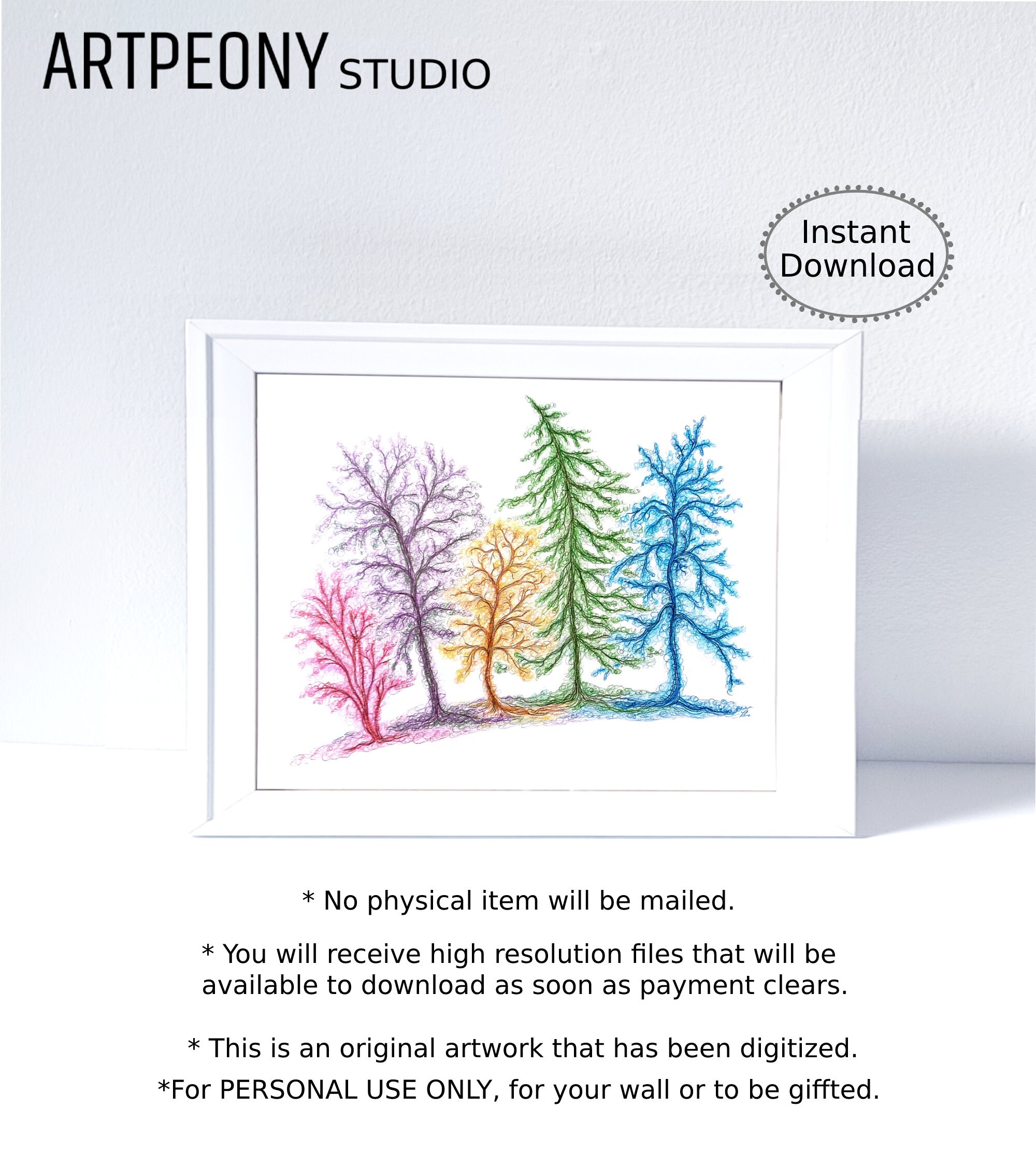 Tree Printable Tree Digital Tree Print Abstract Trees - Etsy