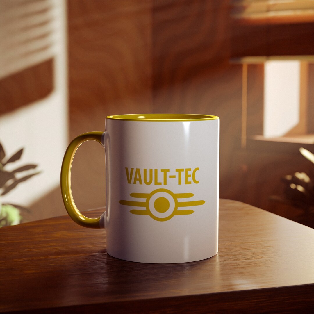 Vault-tec Fallout Yellow and White Two-tone Coffee Mug, 11oz - Etsy