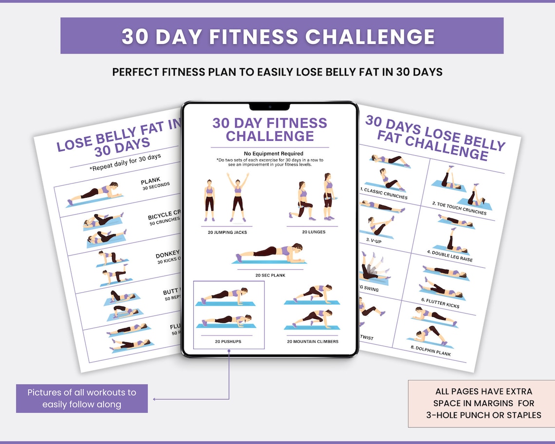 30 Day Lose Belly Fat Challenge Bundle | Flat Belly Workout | 30 Day ...