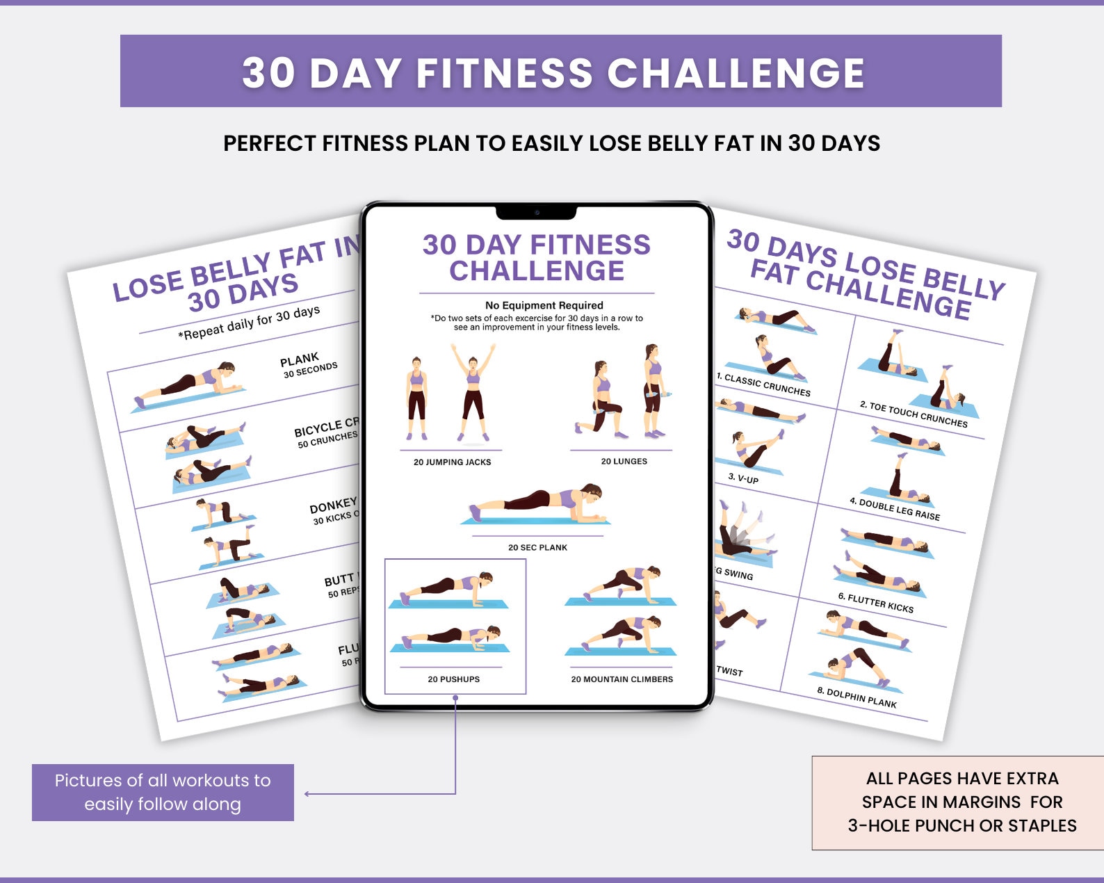 30 Day Lose Belly Fat Challenge Bundle | Flat Belly Workout | 30 Day ...
