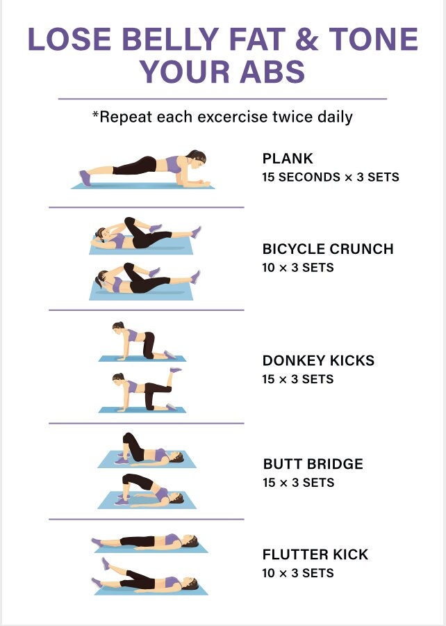 Lose Belly Fat Tone Your Abs Flat Abs Challenge Belly Workout Weight Loss Home Workout at Home Workout Instant Download Etsy