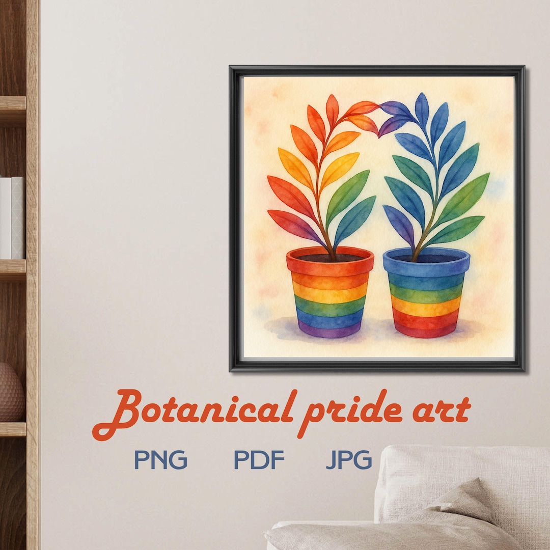 Watercolor LGBT Plant Pots,digital Download Art, Rainbow Flowers,pride ...
