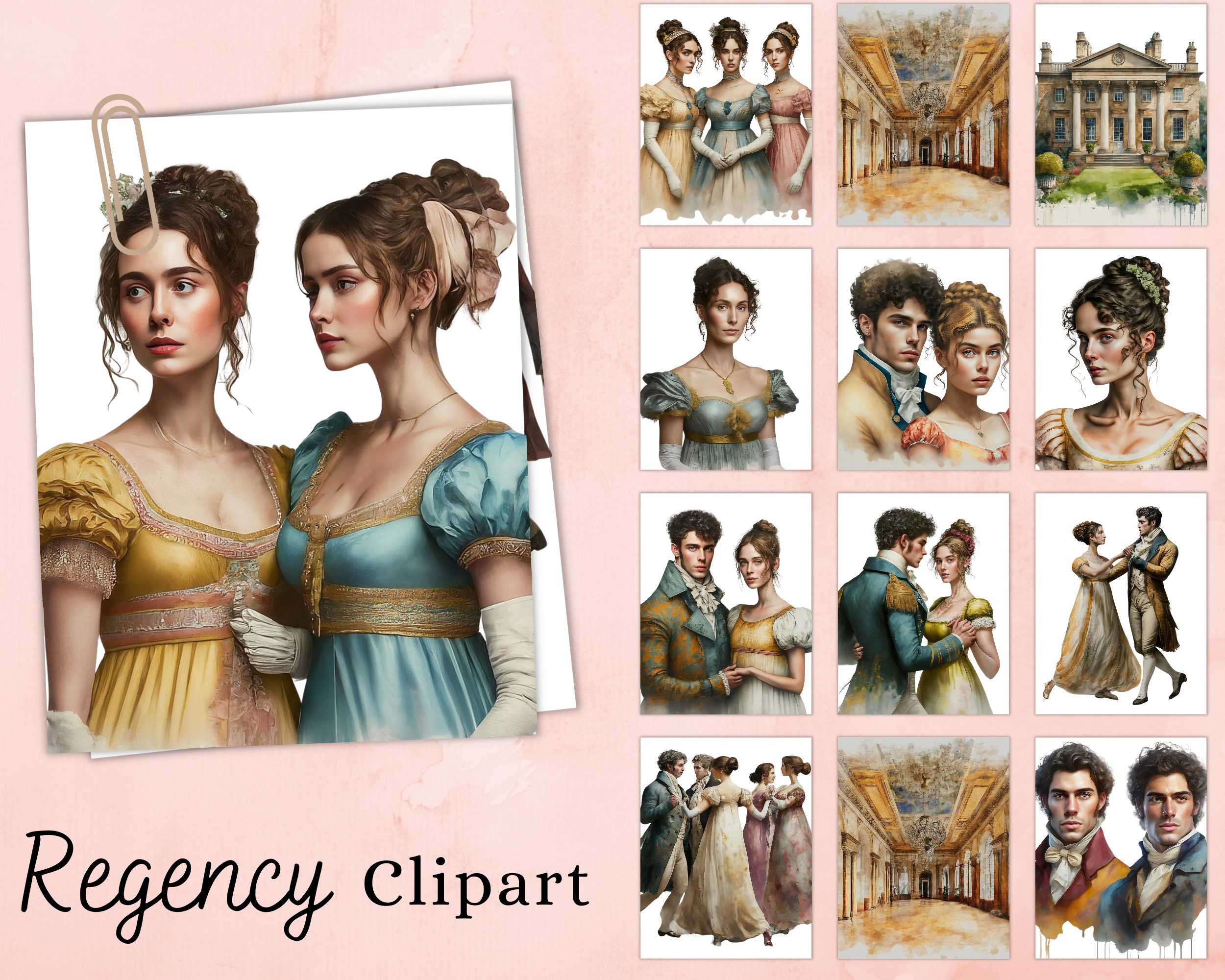 Regency Era Clipart, Commercial Use, Printable Jane Austen 18th Century ...