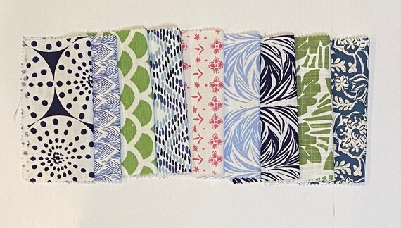 Mixed Patterns in Navy Ocean Blue Pink and Green / Studio - Etsy