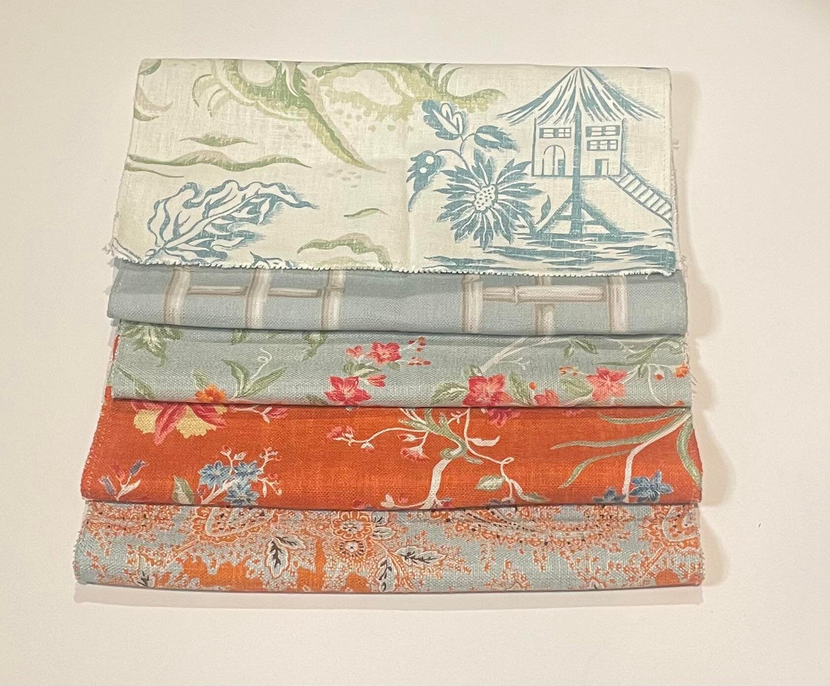 Pagoda and Bamboo Trellis Pattern With Floral Print Mix / 5 Piece 12 ...