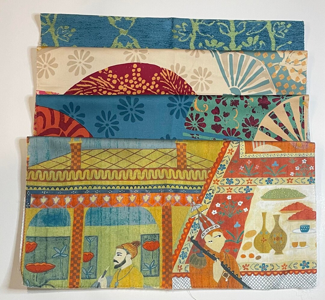 Exotic Fan Fabric Mix / 16"x17" / 4-piece Studio Scrap Bundle - Etsy