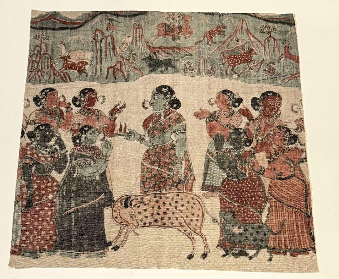 Ajanta Print in Muted Earth Tone Colors / 17"x17"- Studio Fabric Piece ...