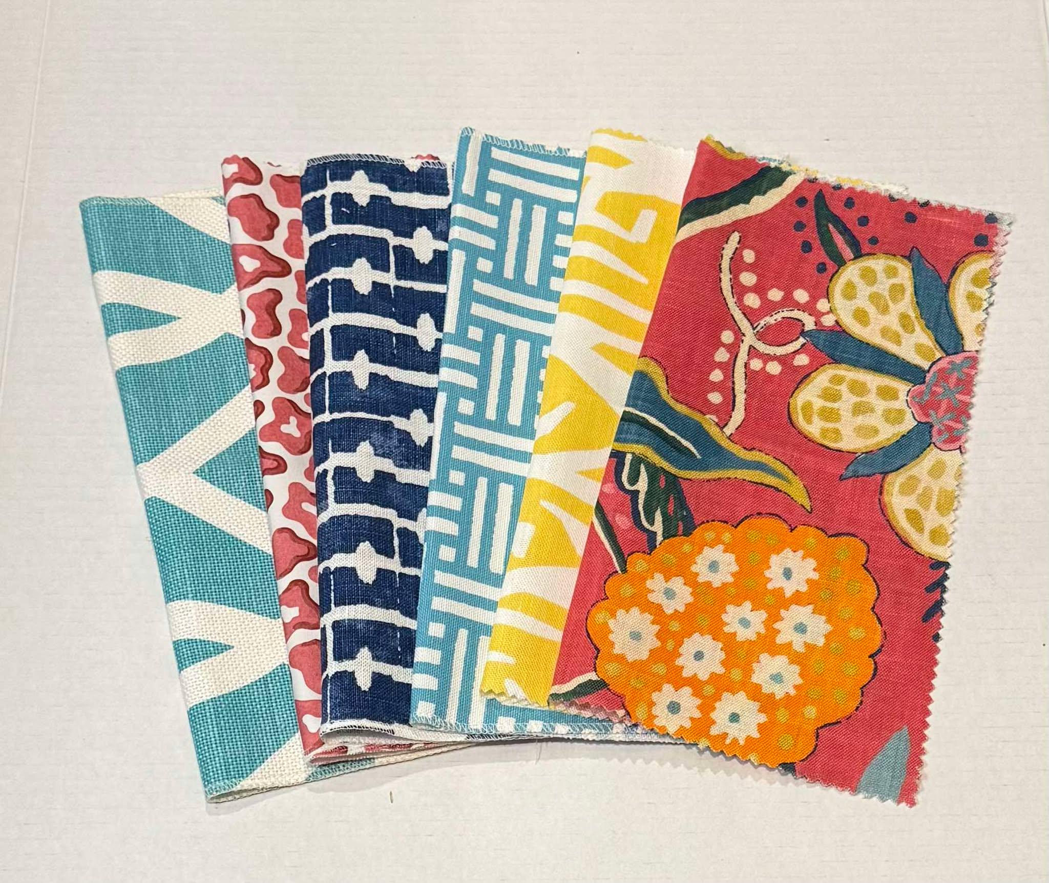 A Hot Pink Floral Pattern Mix in Yellow and Turquoise Geometric Prints ...