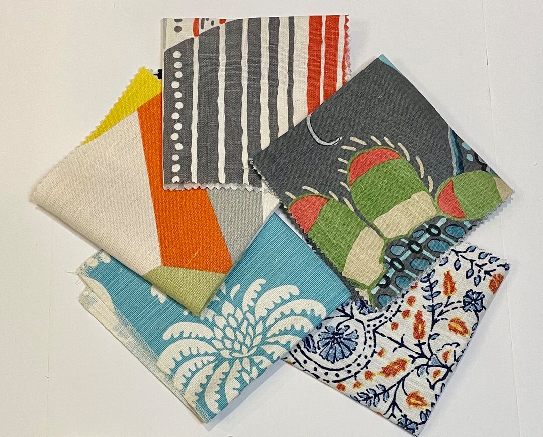 Abstract Floral Stripe Combo Studio Scrap Fabric Bundle - 11x11 - 8pc ...