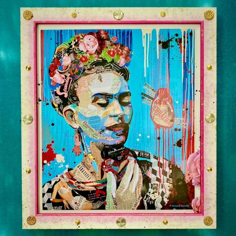Framed Frida Kahlo Art, Embellished Frame - Etsy