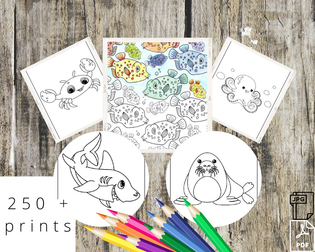 Sea Creature Coloring Book Cozy Coloring Digital Download Art Mental ...