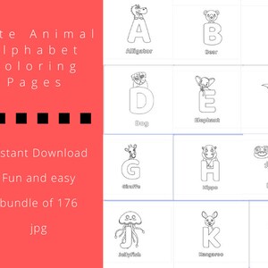 Cute Alphabet Animal Coloring Pages - Etsy