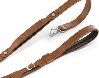 Genuine Leather Braided Double Handle Dog Leash - Etsy