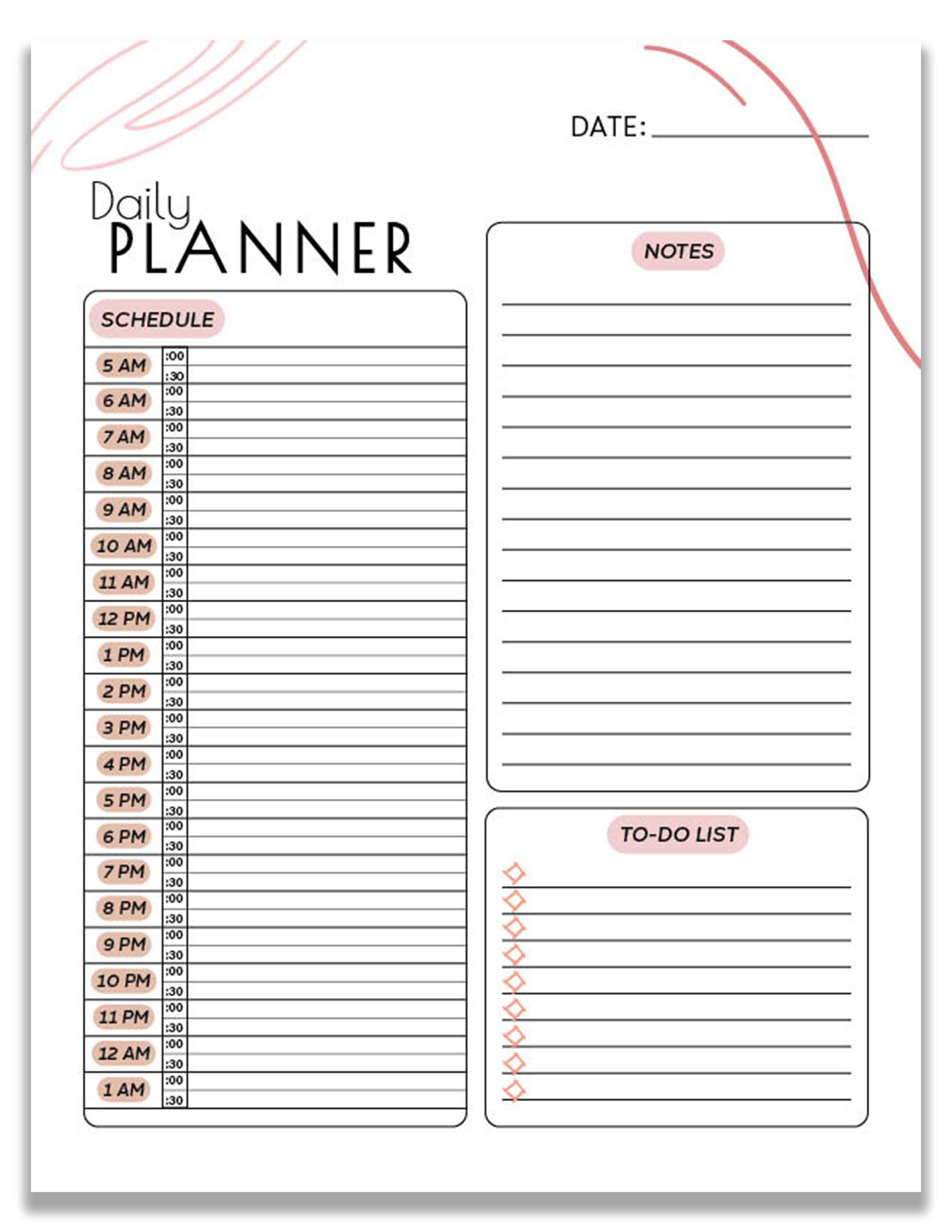 Printable Daily Planner Simple Day Planner Planner Pages Daily Planner ...