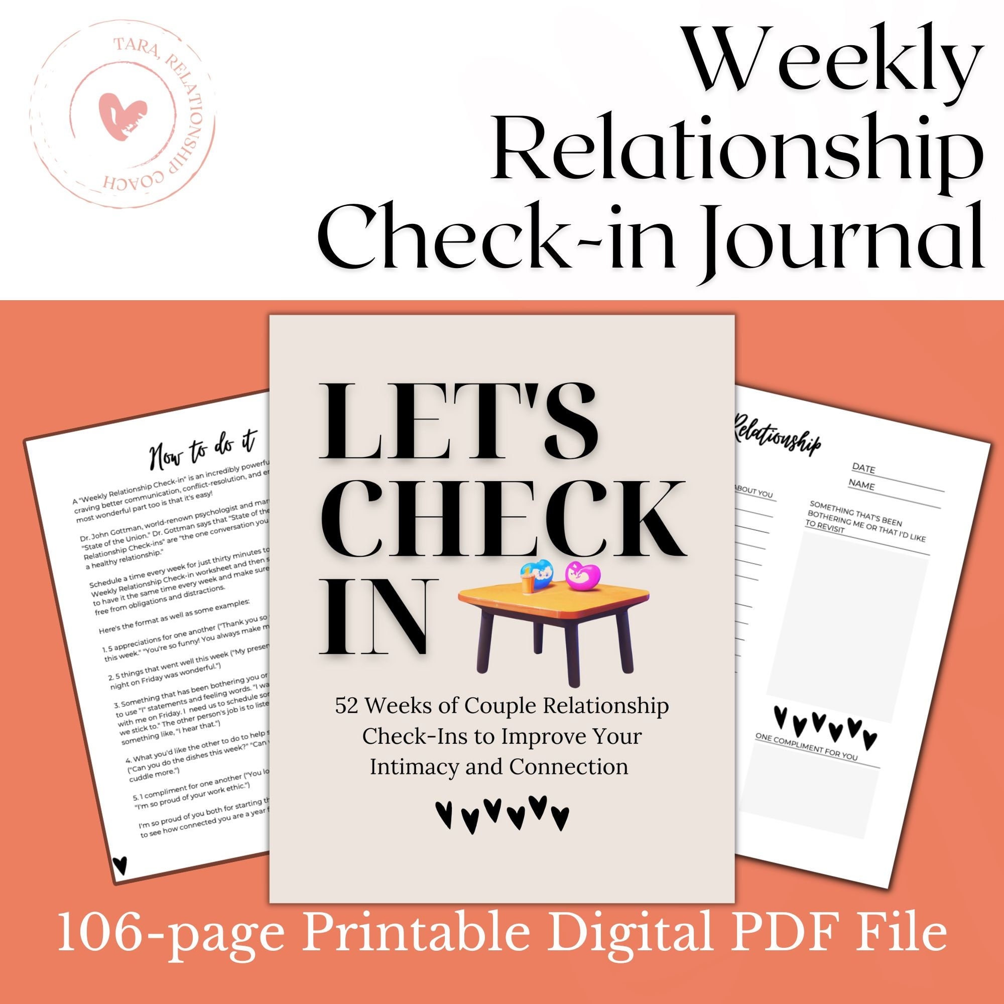 Weekly Relationship Check-in Journal | Couples Coaching | Gift for ...