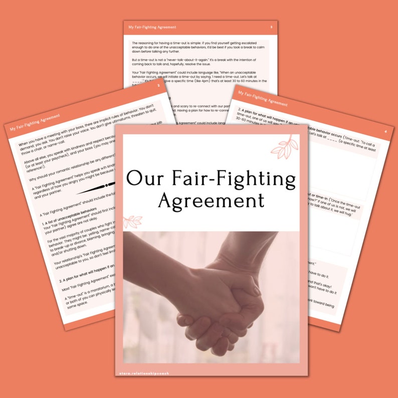 Our Fair Fighting Agreement | Couples Coaching Worksheets | Connection ...