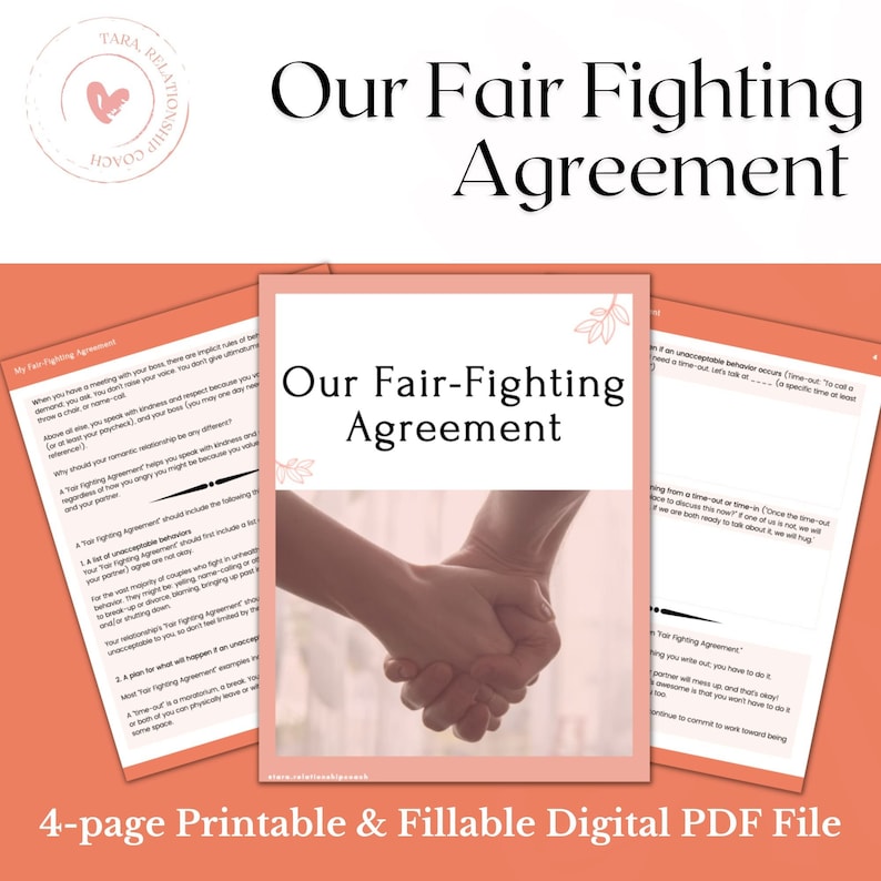 Fair Fighting Agreement | Couples Therapy Worksheets (PDF) - Etsy Australia