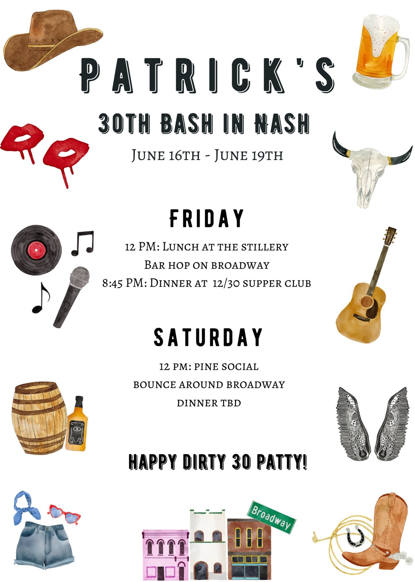 Nash Bash Itinerary/invite - Etsy