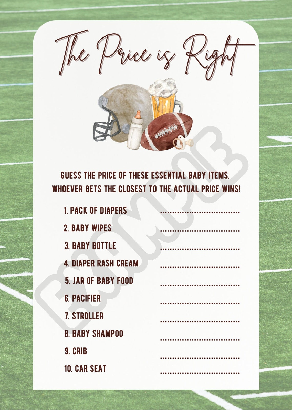 Huddles and Cuddles Baby Shower Game Price is Right - Etsy