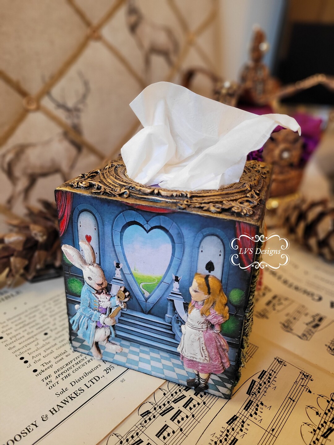 Alice in Wonderland Decoupage Mixed Media Tissue Box. Gift for Her - Etsy