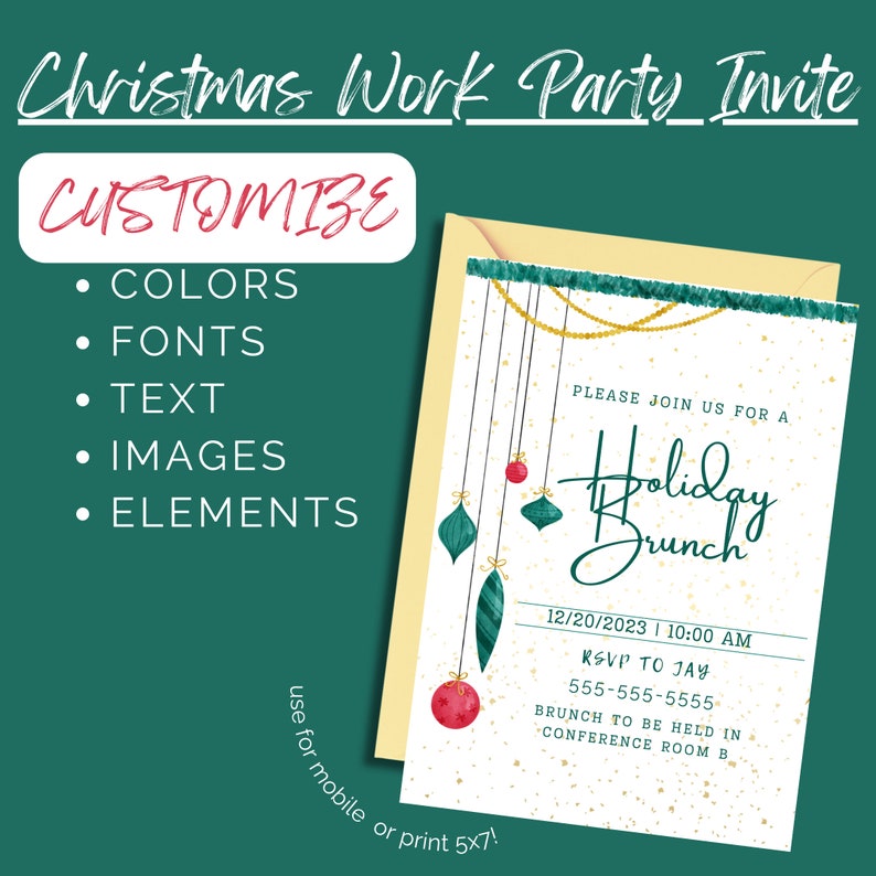 Christmas Office Party Invitation, Christmas Dinner Invitation, Office ...