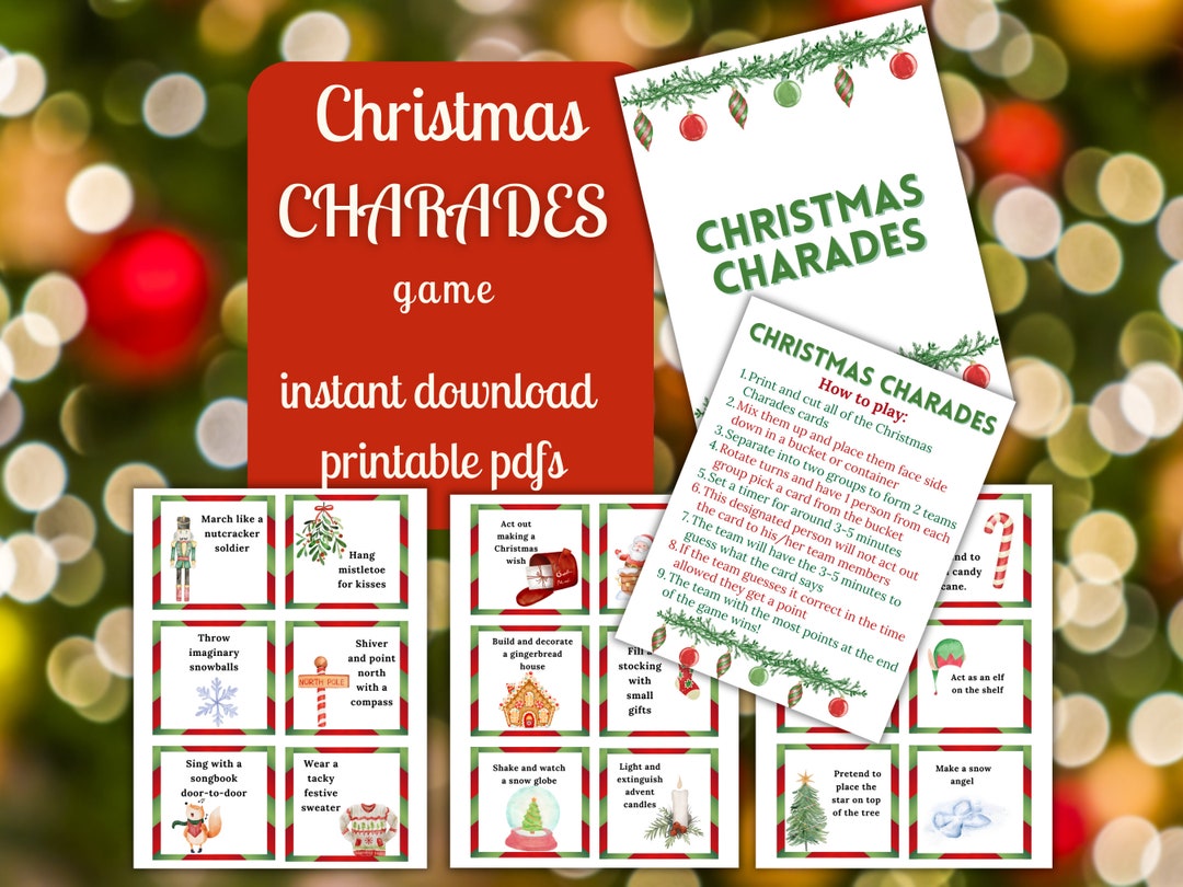 Christmas Charades, Printable Charades, Holiday Charades, Christmas ...