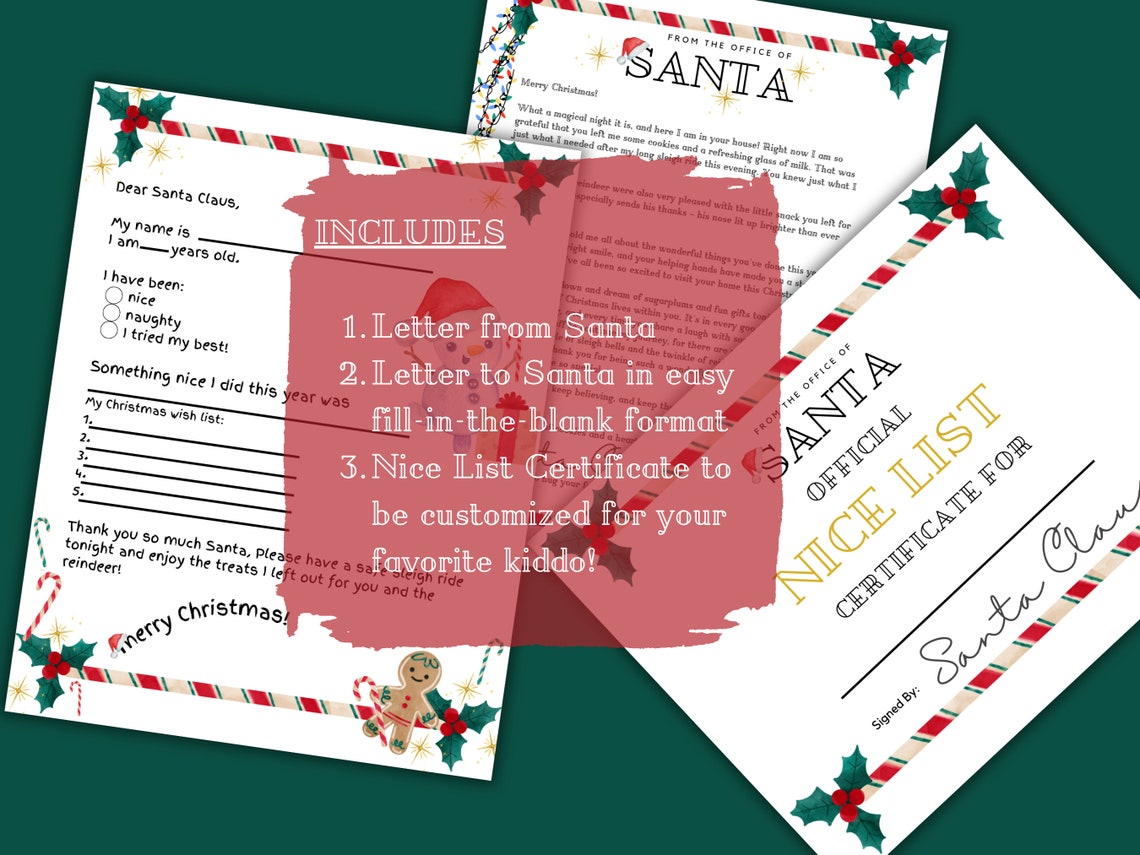 Santa Letter Kit, Letter From Santa Bundle, Letter to Santa Bundle ...